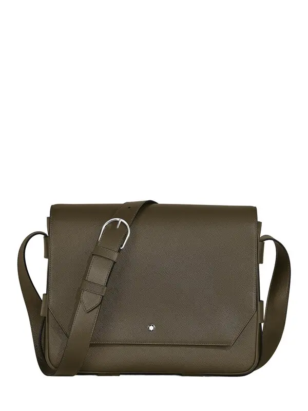 Montblanc Sartorial Embossed Leather Messenger Bag - Khaki