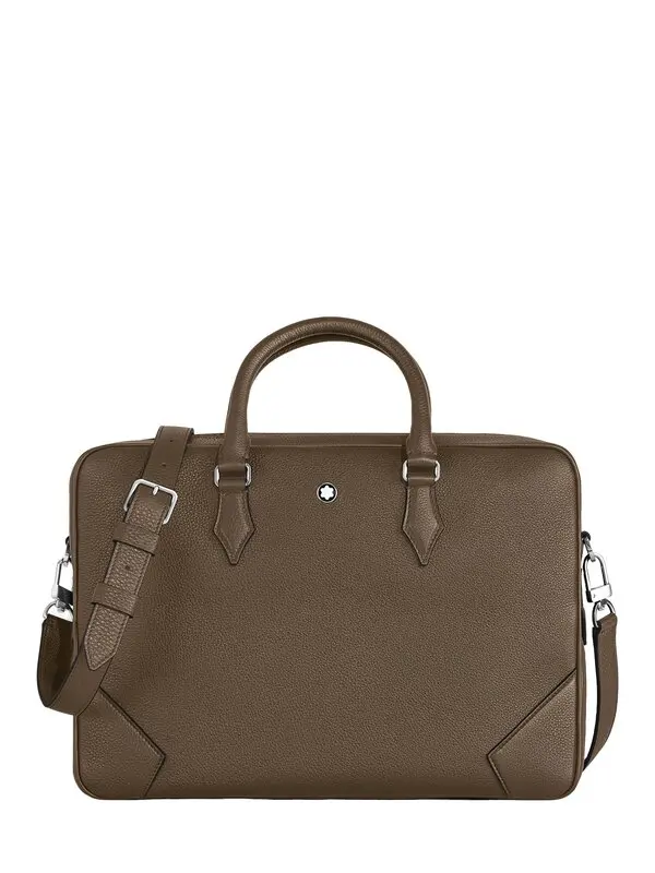 Montblanc Medium Briefcase In Grain - Noisette