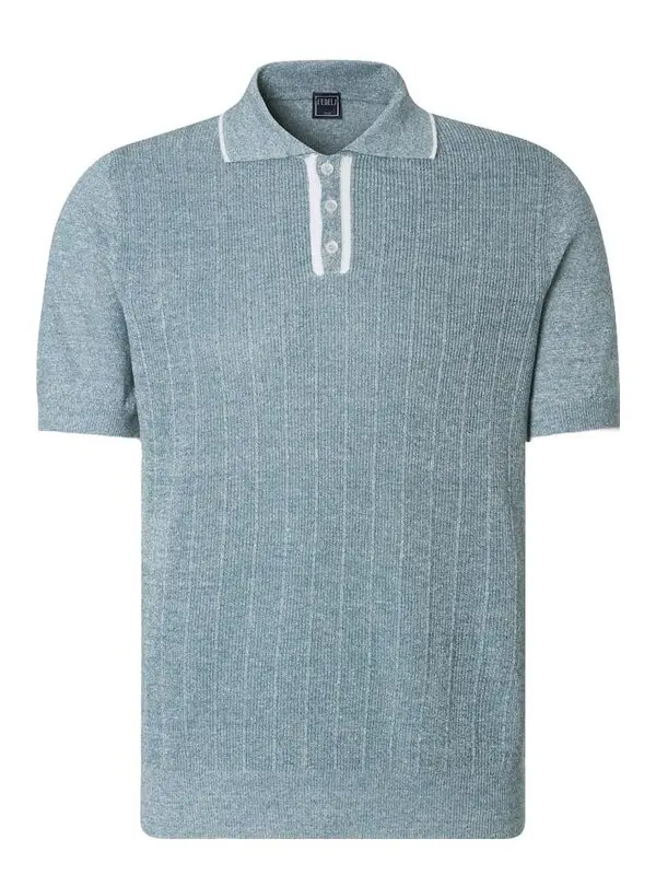 Fedeli Dodo Linen And Cotton Polo Shirt - Blue