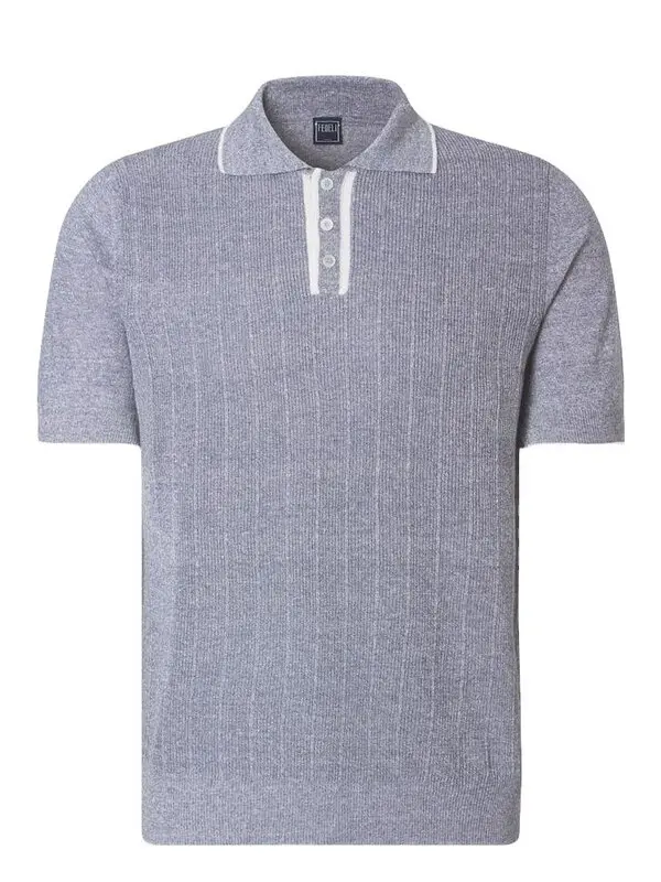 Fedeli Dodo Linen And Cotton Polo Shirt - Blue