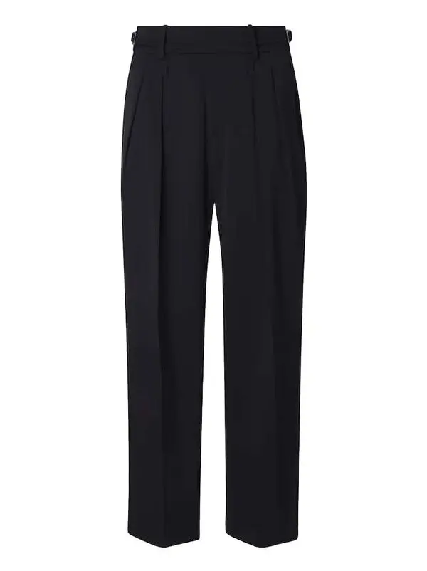 Dolce & Gabbana Virgin Wool Gabardine Wide-leg Pants - Black