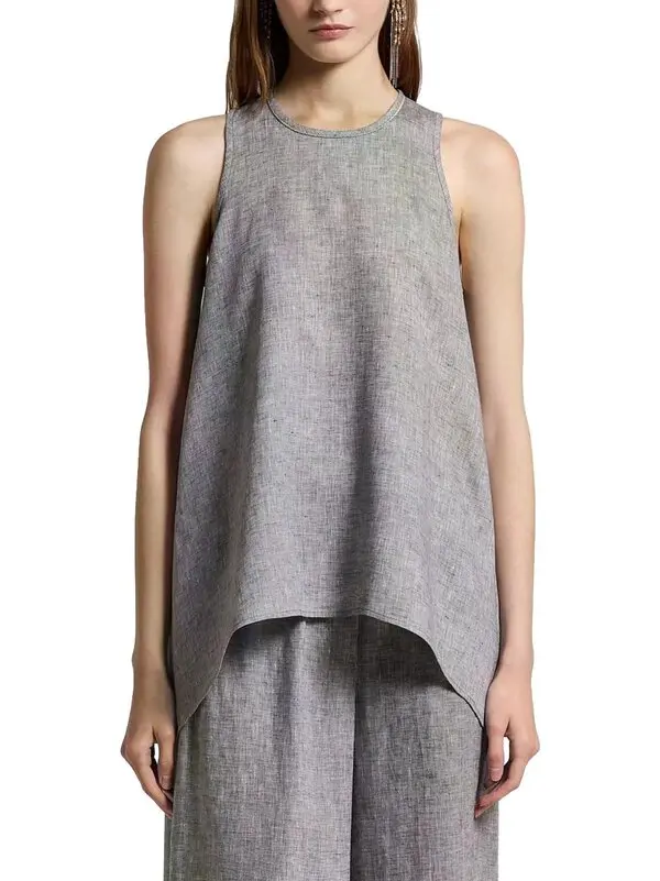 Peserico Asymmetric Sleeveless Top - Grey