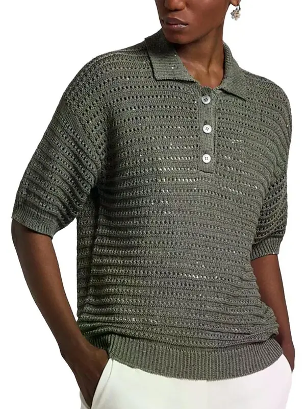 Peserico Pointelle Knit Polo Shirt - Green