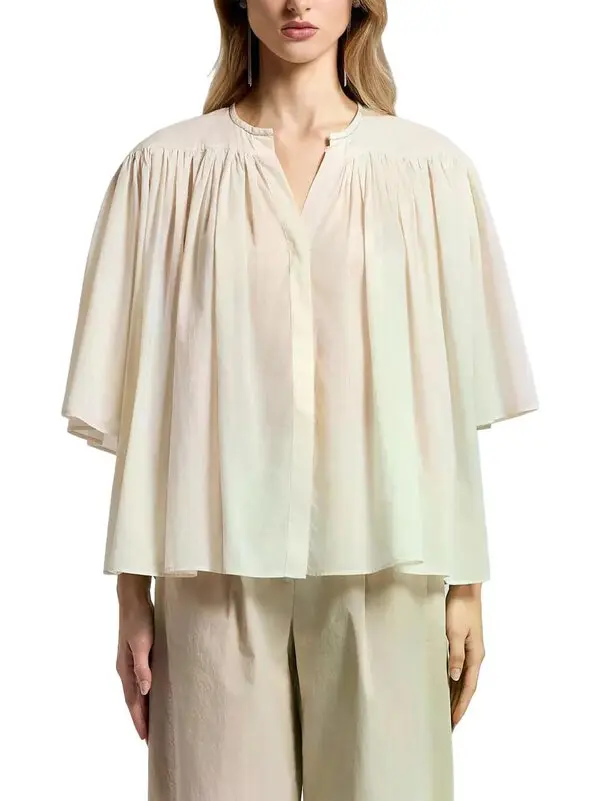 Peserico Gathered V-neck Blouse - Neutrals
