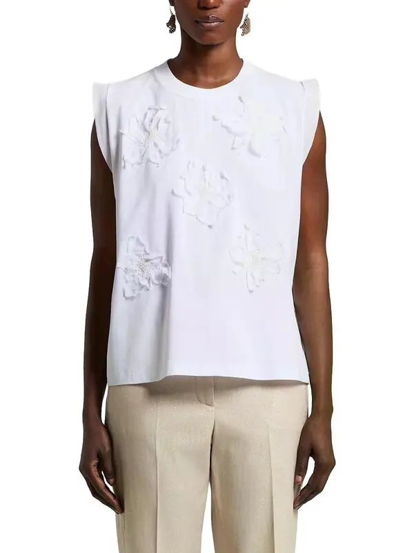 Peserico Floral-appliqué Top - White