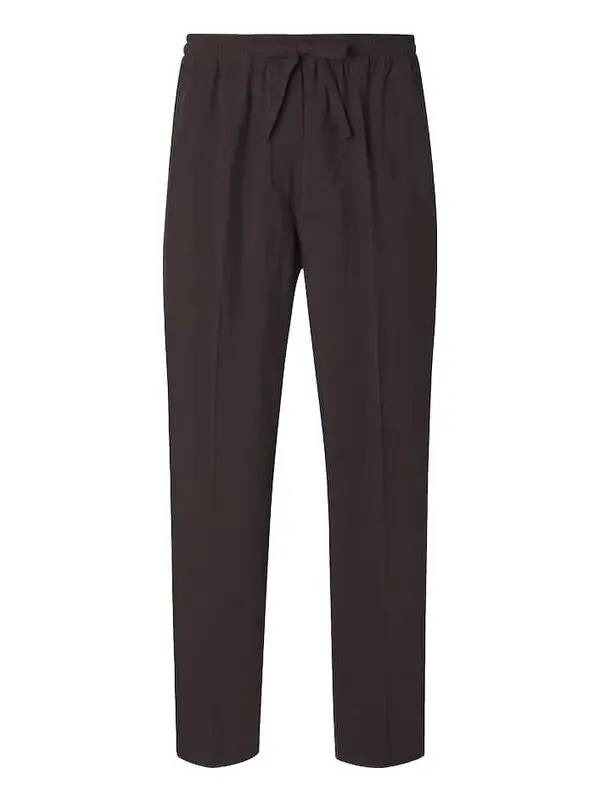 UMIT BENAN Selly Silk-blend Straight Pants - Brown