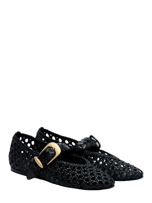 Zimmermann Alchemy Braided Leather Mary Jane Flats - Black