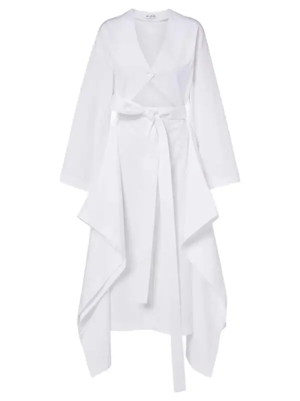 Alaïa Cutout Cotton Poplin Midi Dress - White