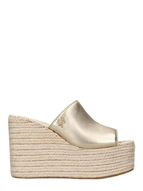 Steve Madden Cruzur Leather Wedge Sandals - Gold