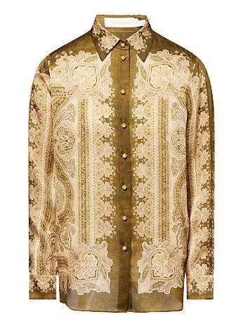 Zimmermann Luna Paisley-print Silk Shirt - Olive Perla Paisley