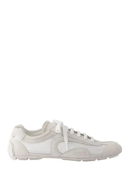 Prada Montecarlo Re-edition 2005 Suede And Mesh Trainers - White