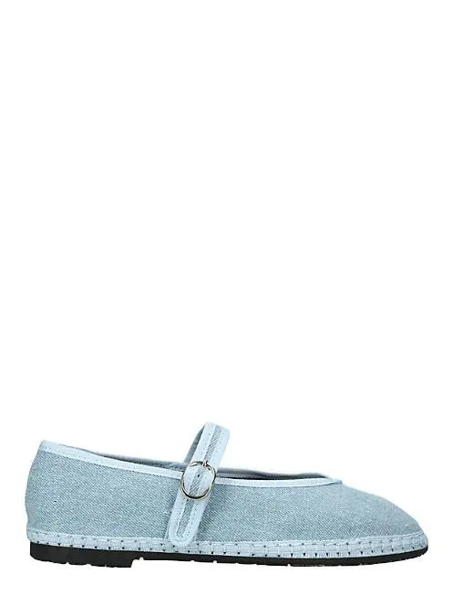 FLABELUS Pierre Denim Mary Jane Flats - Pale Blue
