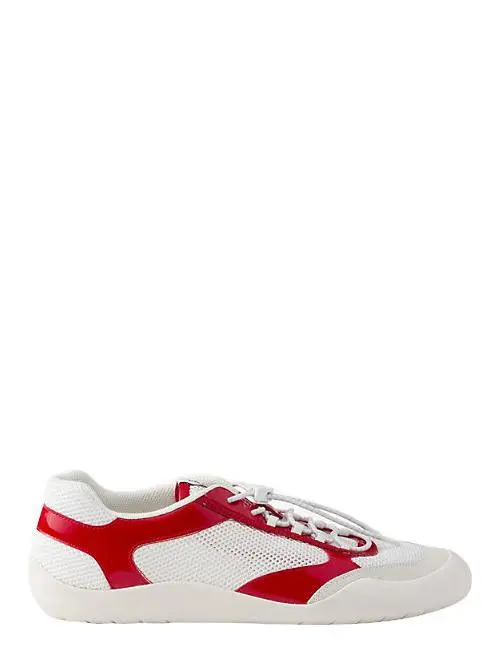 Prada Speedrock Leather And Mesh Trainers - Red