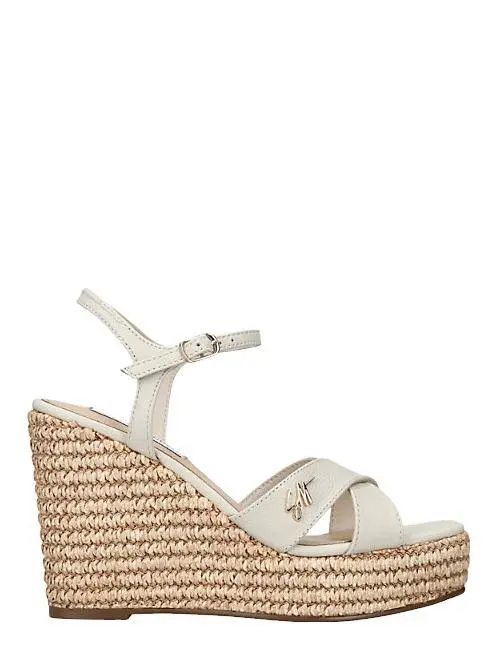 Steve Madden Cylo Leather Wedge Sandals - White