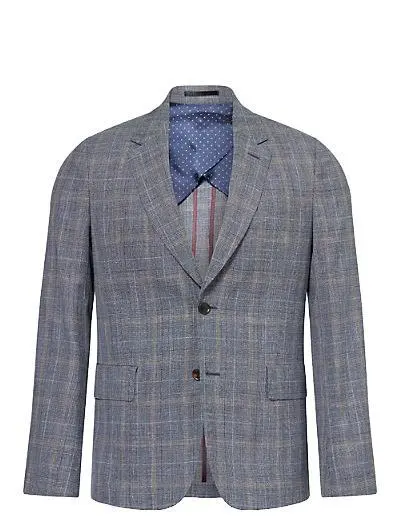 Paul Smith Check Single-breasted Wool-silk Blazer - Blue