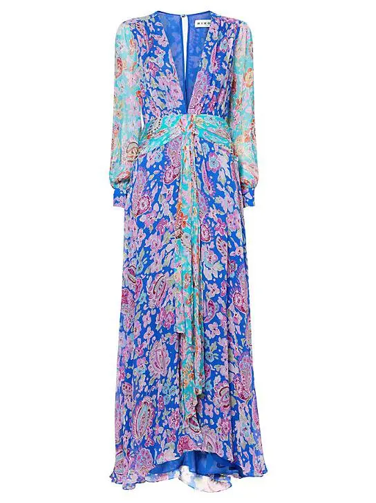 Rixo Meera Floral-print Woven Maxi Dress - Cara Floral Mix Blue