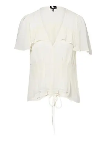 Paige Willa Flutter-sleeve Woven Blouse - Antique White