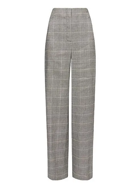 Veronica Beard Jude Straight-leg Linen-blend Trousers - Black Multi