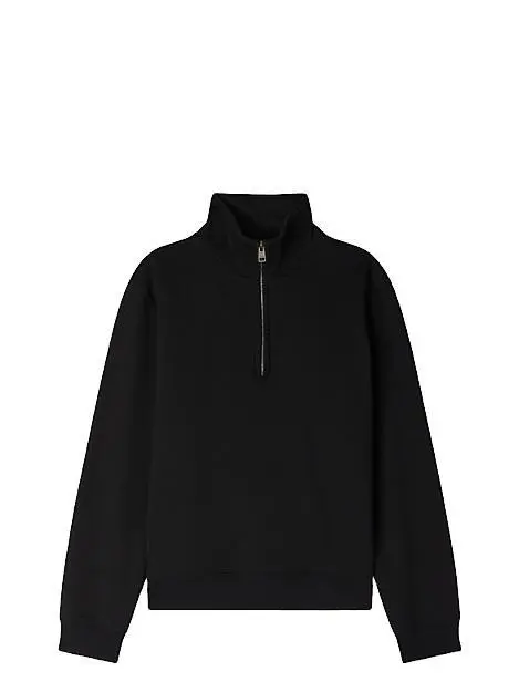 Sandro Funnel-neck Half-zip Cotton Sweatshirt - Black