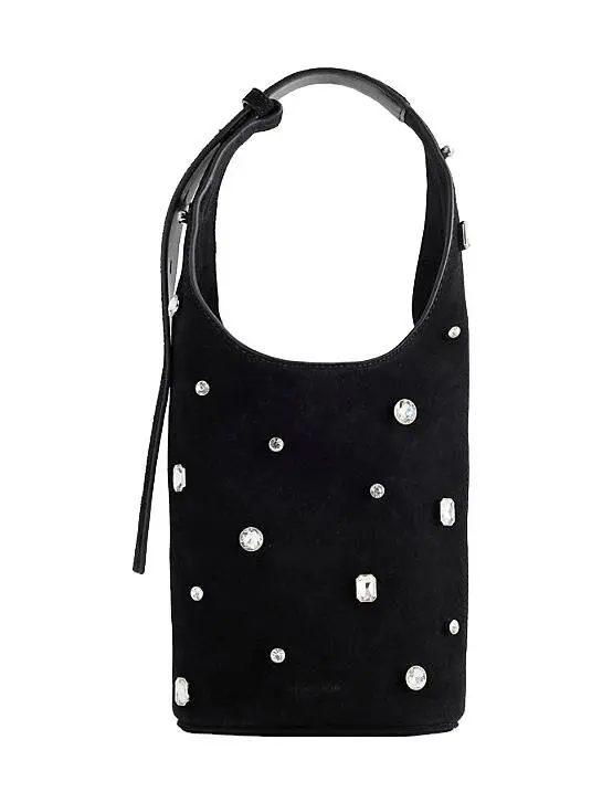 Veronica Beard Crystal-embellished Leather Loop Bag - Black