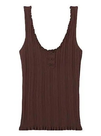 Claudie Pierlot Scoop-neck Pointelle Knitted Tank Top - Chocolate