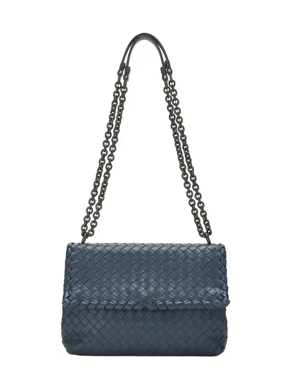Bottega Veneta Intrecciato Leather Olimpia Shoulder Bag - Blue
