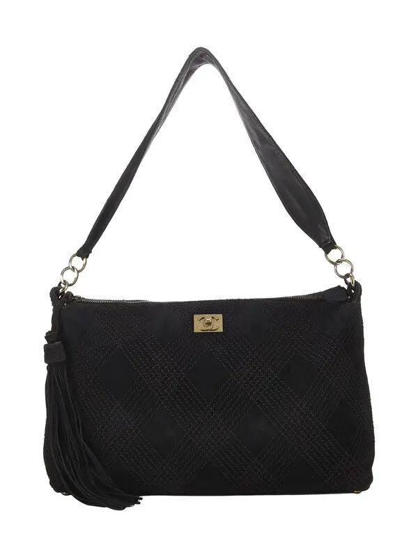 Chanel Wild Stitch Suede Shoulder Bag - Black