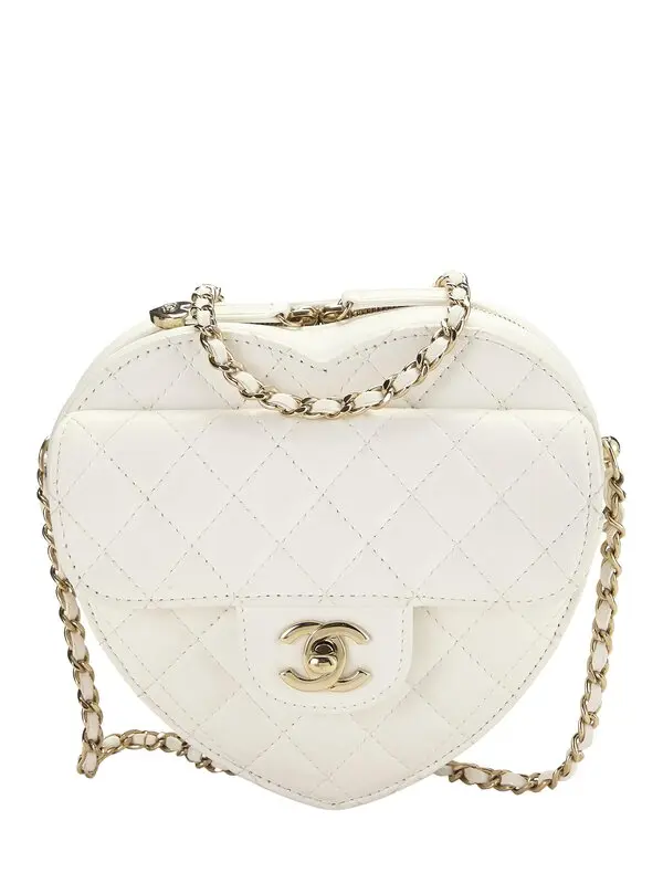 Chanel Cc' In Love Heart Crossbody - White