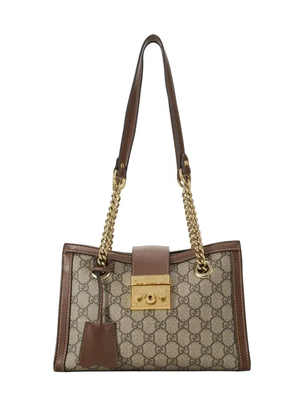Gucci Gg Supreme Padlock Tote - Brown