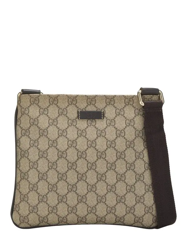 Gucci Gg Supreme Flat Messenger - Beige