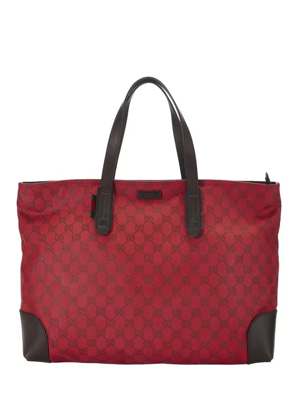 Gucci Gg Supreme Web Loop Tote - Red