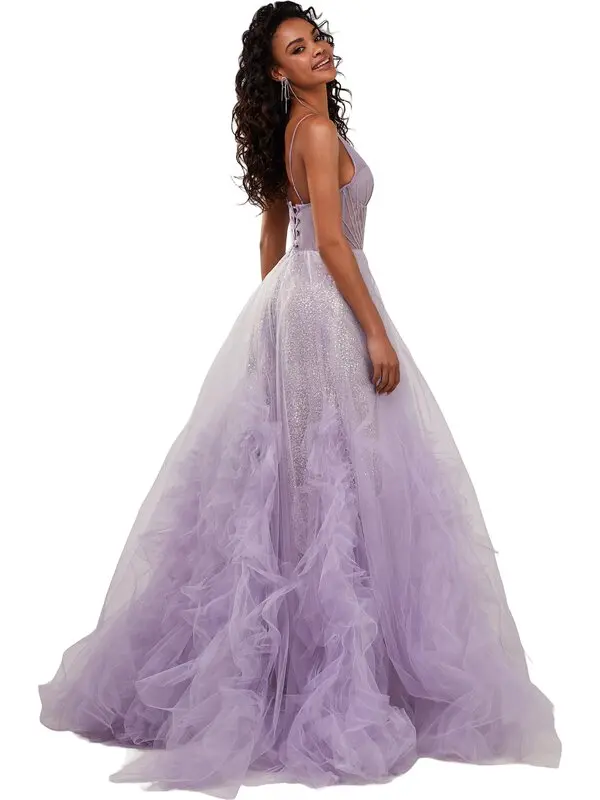 MILLA Lavender Tulle Maxi Gown - Lavender #afa4ce