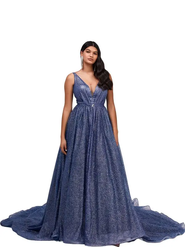 MILLA Empire Sparkling Mermaid Gown - Blue #407ec9