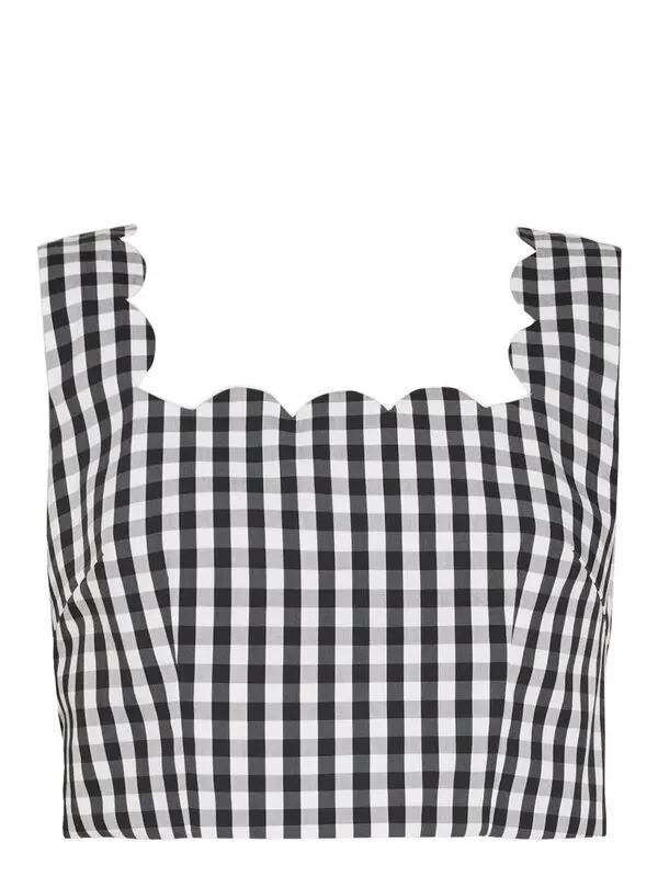 MILLY Mia Gingham Sleeveless Top - Black/white