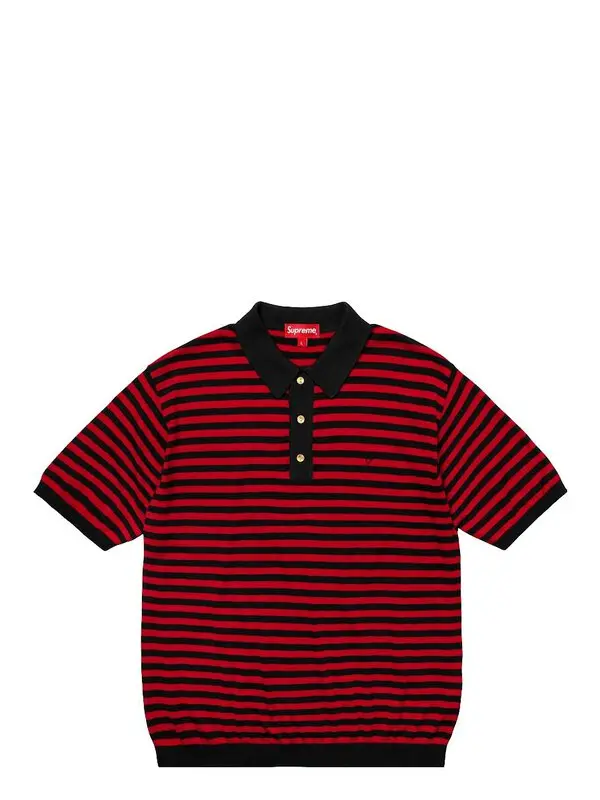 Supreme Striped Knit Polo Shirt - Red