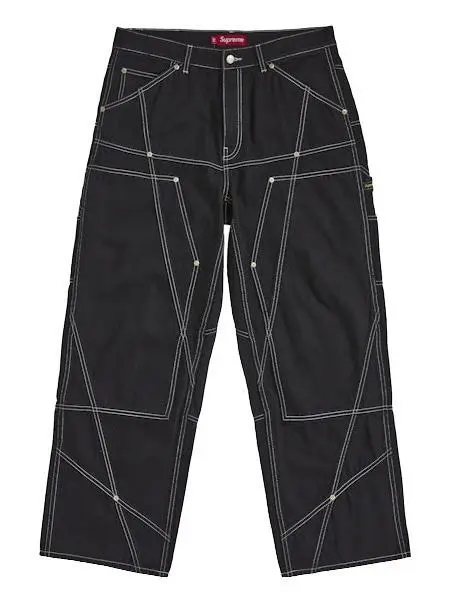 Supreme Contrast Stitch Double Knee Painter Jean - Rigid Black