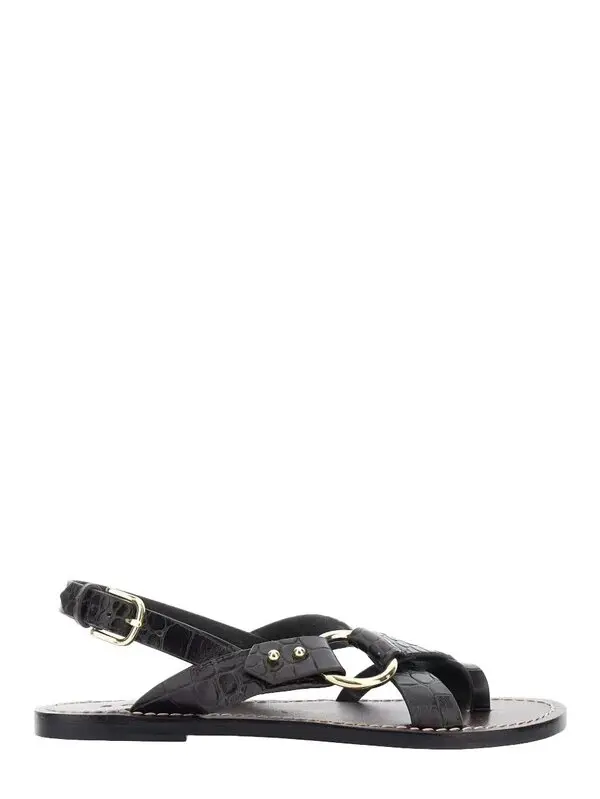 Soeur Circle Crocodile Effect Sandals - Brown