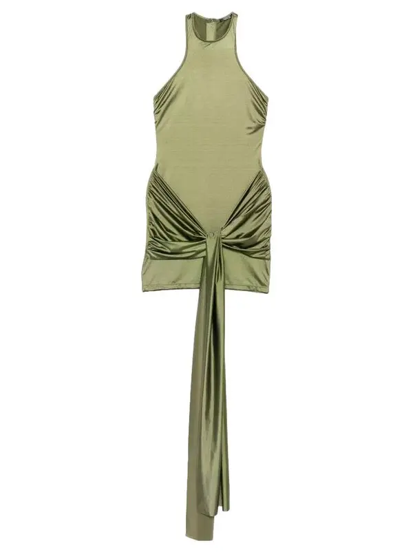 VENUJA Knot-detail Mini Dress - Green