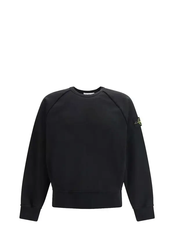 Stone Island Cotton Sweatshirt With Patch - Black
