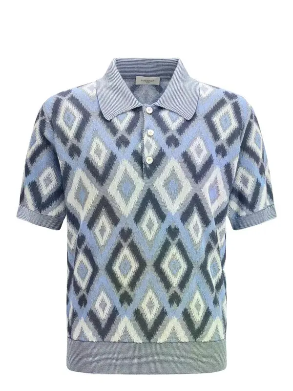 PIACENZA CASHMERE 1733 Patterned Short-sleeves Polo Shirt - Blue