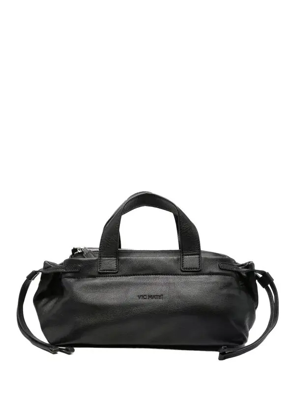 VIC MATIE Leather Drawstring Tote Bag - Black