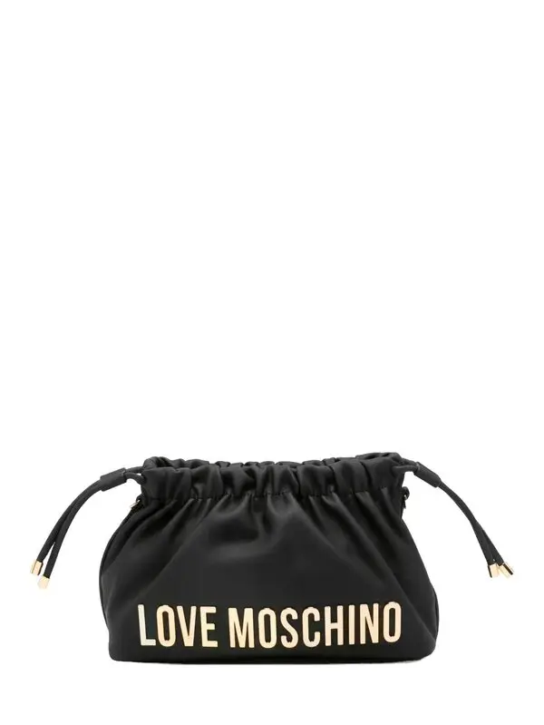 Moschino Drawstring Clutch With Chain Strap - Black