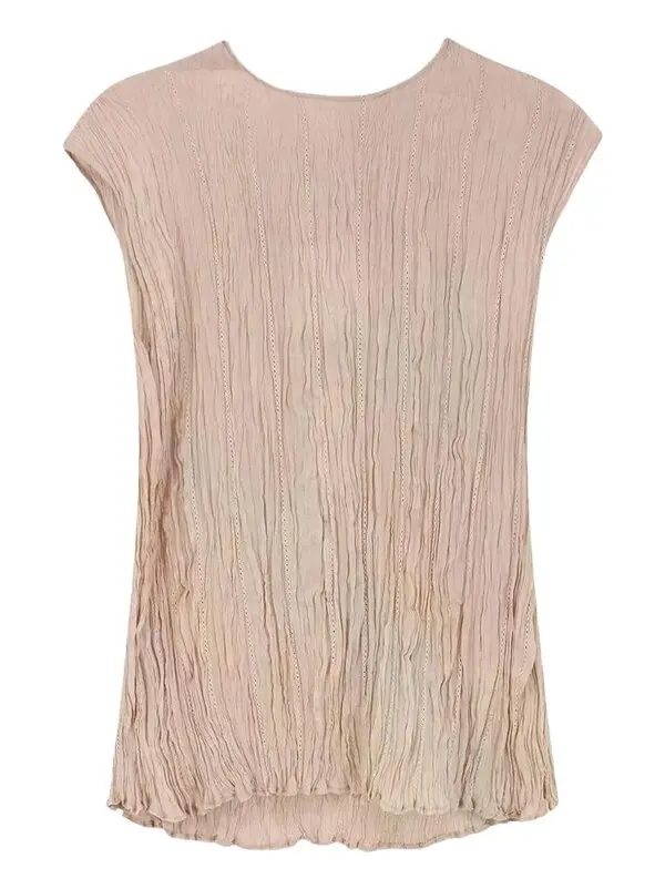 ALYSI Textured Round-neck Top - Pink