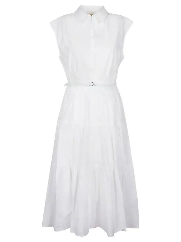 Michael Kors Belted Tiered Dress - White