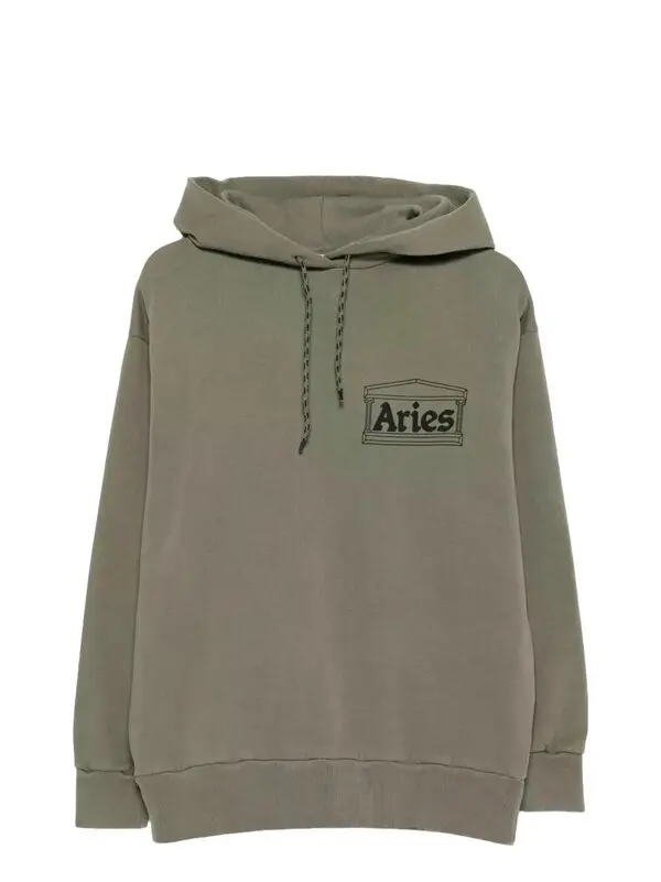 Aries Temple-print Hoodie - Green