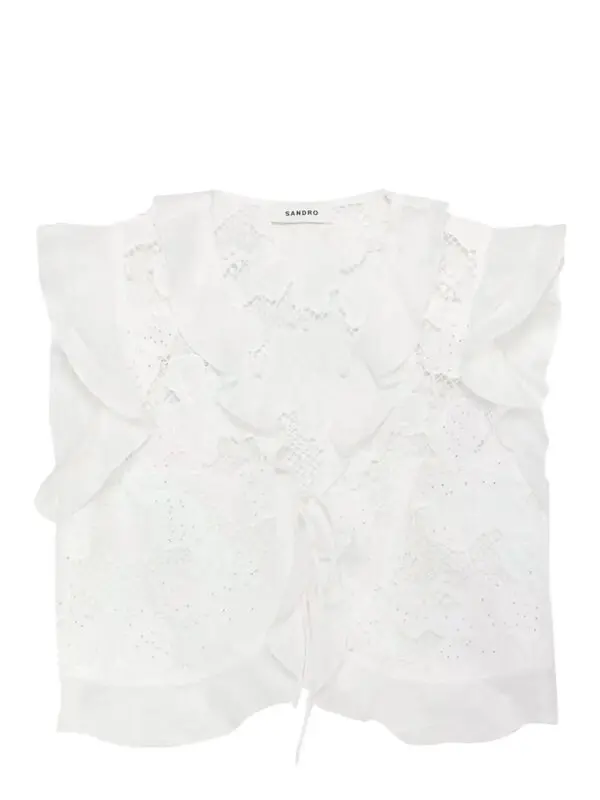 Sandro Ruffled Detail Blouse - White