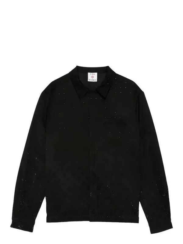 Casablanca Crystal Embellishment Shirt - Black