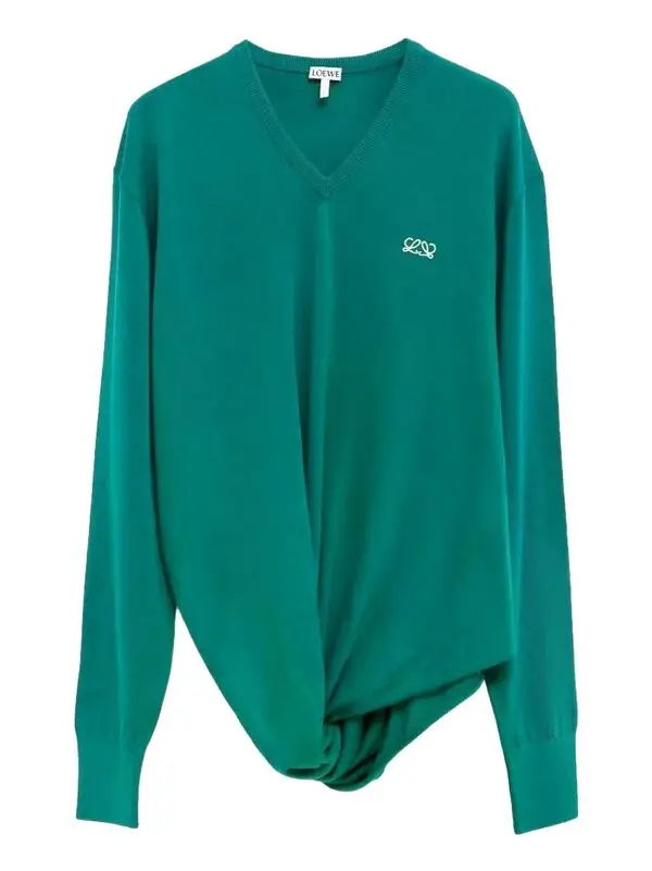Loewe Knotted V-neck Sweater - Green