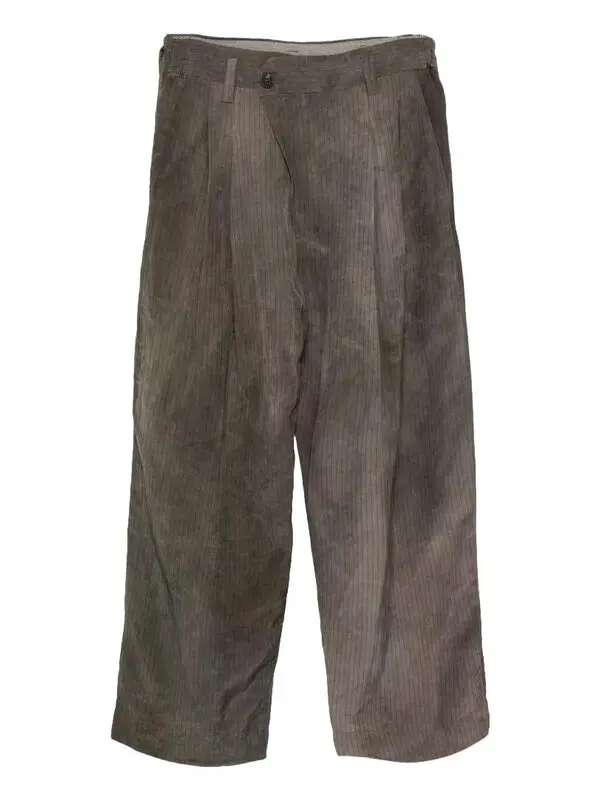 ZIGGY CHEN Pinstriped Pleated Trousers - Brown