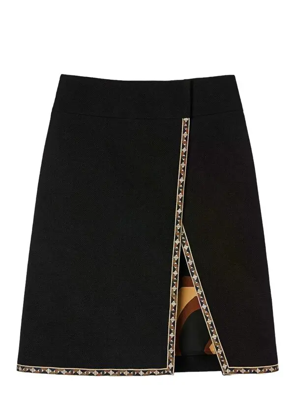 Emilio Pucci Labirinto-print Wool Knee Length Skirt - Black